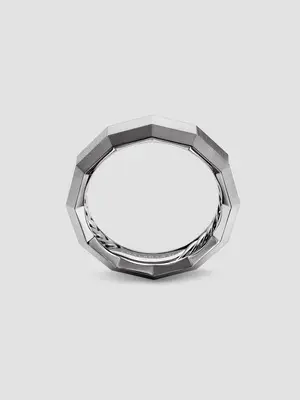 David Yurman Faceted Band Ring In Titanium