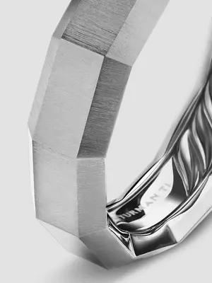 David Yurman Faceted Band Ring In Titanium