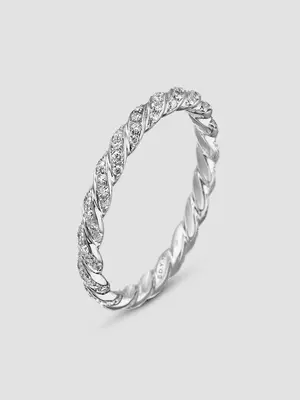 David Yurman Pavé Petite Band Ring In 18k White Gold