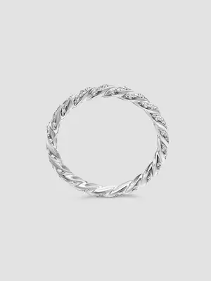 David Yurman Pavé Petite Band Ring In 18k White Gold