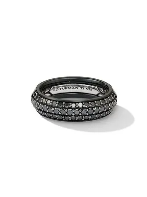 David Yurman Men's Beveled Band Ring In Black Titanium - Black Diamond  - Black Diamond
