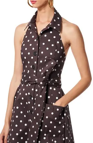 Carolina Herrera Polka Dot Halter Neck Midi Shirtdress