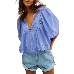 Free People Costa Eyelet Top