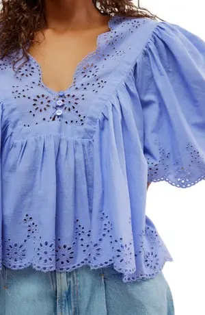 Free People Costa Eyelet Top