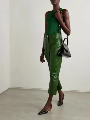 FERRAGAMO Cropped Straight-leg Leather Pants