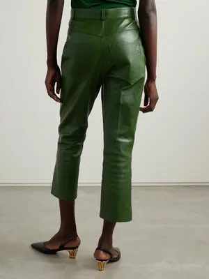 FERRAGAMO Cropped Straight-leg Leather Pants