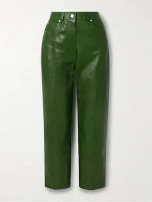 FERRAGAMO Cropped Straight-leg Leather Pants