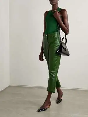 FERRAGAMO Cropped Straight-leg Leather Pants