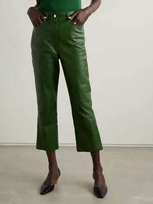 FERRAGAMO Cropped Straight-leg Leather Pants