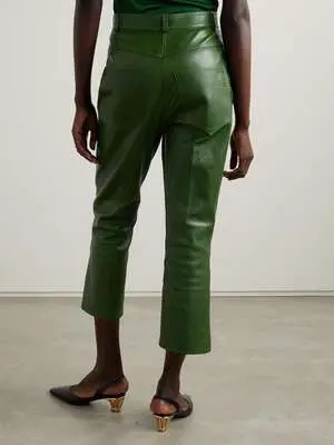 FERRAGAMO Cropped Straight-leg Leather Pants