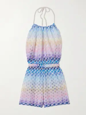 Missoni Metallic Crochet-knit Halterneck Playsuit