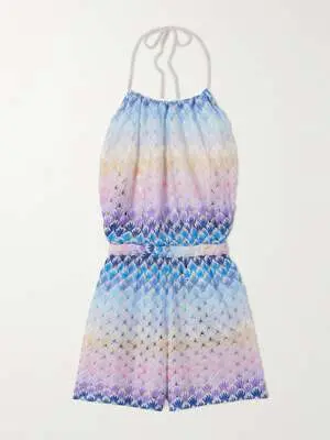 Missoni Metallic Crochet-knit Halterneck Playsuit
