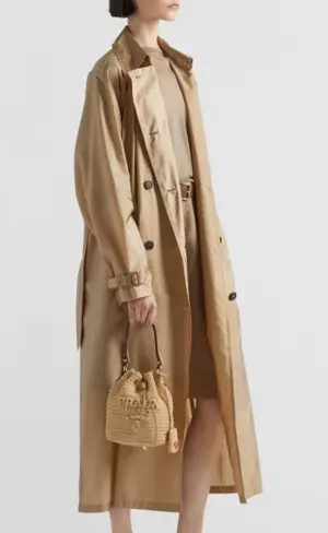 Prada Mini Crochet And Leather Bucket Bag