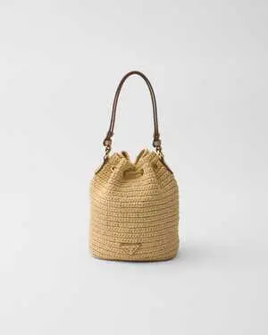 Prada Mini Crochet And Leather Bucket Bag