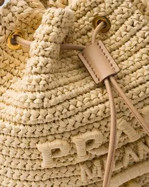 Prada Mini Crochet And Leather Bucket Bag