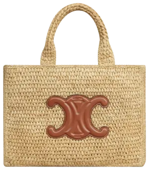 Celine Cabas Thais In Raffia And Calfskin
