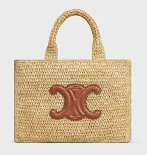 Celine Cabas Thais In Raffia And Calfskin