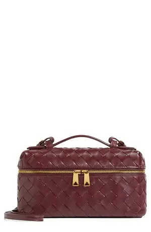 Bottega Veneta Bottega Veneta Intrecciato Leather Convertible Vanity Case Cherry/ Gold