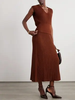Loro Piana Ikeda Ribbed Silk And Cotton-blend Top