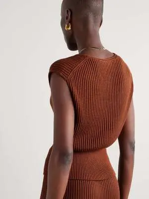 Loro Piana Ikeda Ribbed Silk And Cotton-blend Top