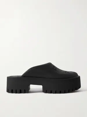 Gucci Elea Perforated Rubber Platform Mules