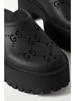 Gucci Elea Perforated Rubber Platform Mules