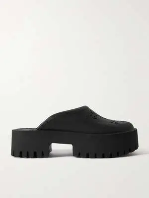 Gucci Elea Perforated Rubber Platform Mules