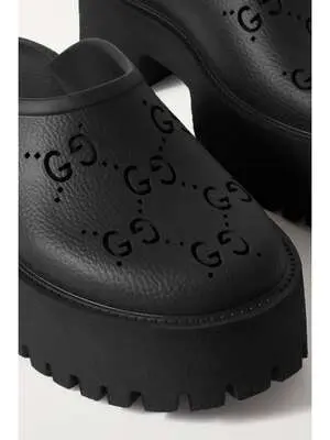 Gucci Elea Perforated Rubber Platform Mules