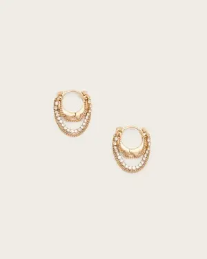 ALLSAINTS Trudy Small Chain Hoop Earrings - Warm Brass/grey