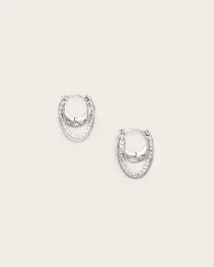 ALLSAINTS Trudy Small Chain Hoop Earrings - Warm Silver