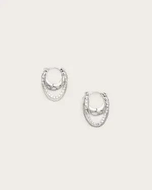 ALLSAINTS Trudy Small Chain Hoop Earrings - Warm Silver/crystl