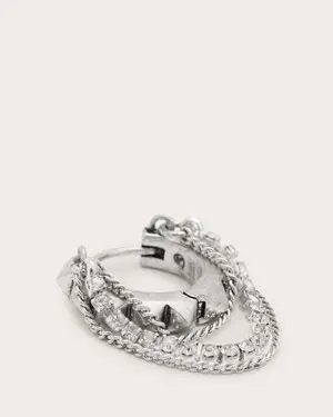 ALLSAINTS Trudy Small Chain Hoop Earrings - Warm Silver/crystl