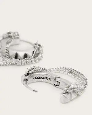 ALLSAINTS Trudy Small Chain Hoop Earrings - Warm Silver/crystl