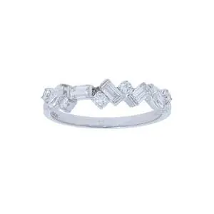 Stephanie Gottlieb Alternating Baguette And Round Diamond Halfway Band