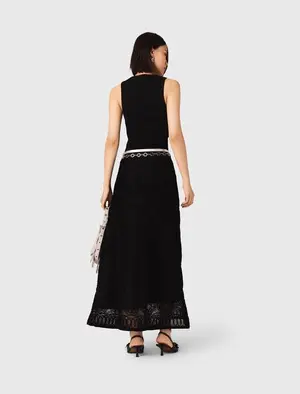 Maje Ribbed Knit Tank Top With Round Neckline - Black