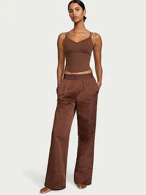 Victoria'S Secret Vsx Lux Glossy Sport Wide-Leg Pants In Brown