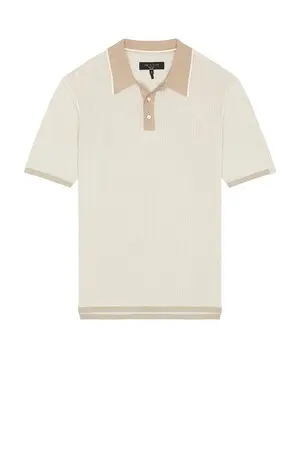 Rag & Bone Rag & Bone Harvey Knit Polo In Blue Light Beige