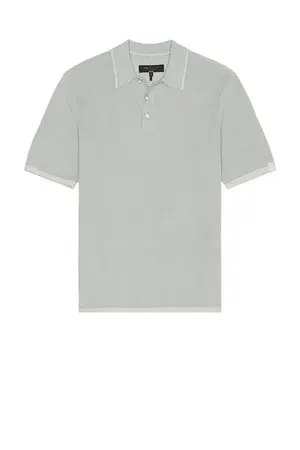 Rag & Bone Rag & Bone Harvey Knit Polo In Blue Light Blue