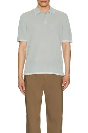 Rag & Bone Harvey Knit Polo - Light Blue
