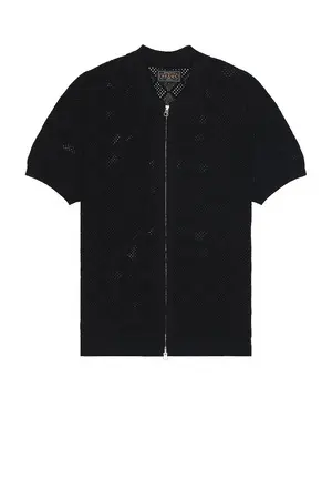 BEAMS Zip Knit Polo Mesh In Cream