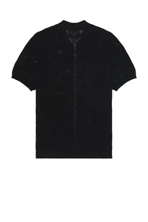 BEAMS Zip Knit Polo Mesh In Cream
