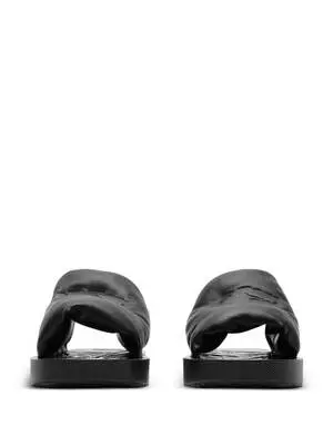 Burberry Equestrian Knight Leather Slides - Black