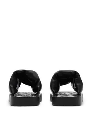 Burberry Equestrian Knight Leather Slides - Black