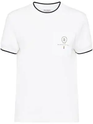 Brunello Cucinelli Embroidered Cotton T-shirt - White