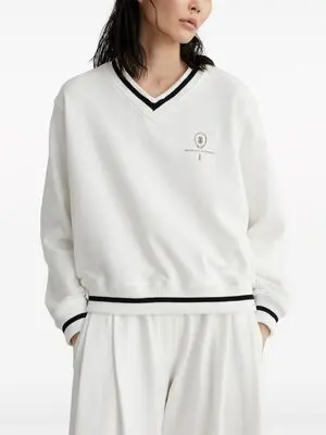 Brunello Cucinelli Logo-printed Striped-trim Sweatshirt