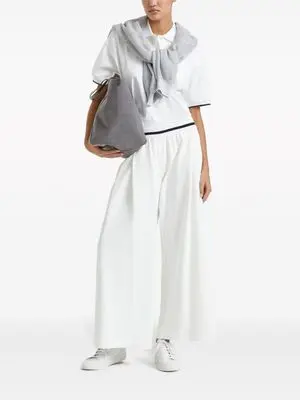 Brunello Cucinelli Contrasting-trim Cropped Polo Shirt