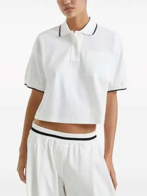 Brunello Cucinelli Contrasting-trim Cropped Polo Shirt