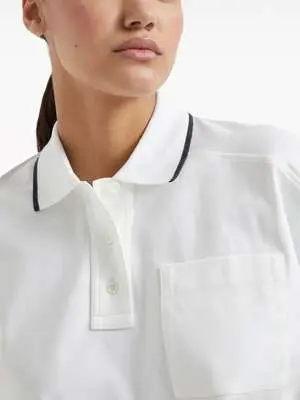 Brunello Cucinelli Contrasting-trim Cropped Polo Shirt