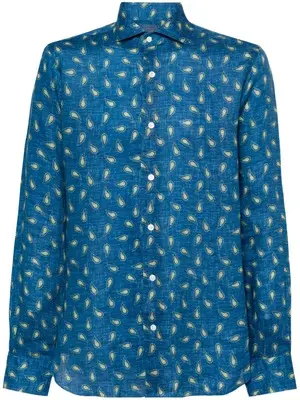 BARBA NAPOLI Paisley-print Linen Shirt