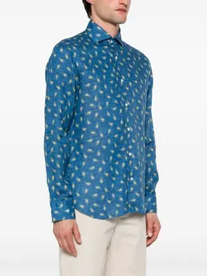 BARBA NAPOLI Paisley-print Linen Shirt